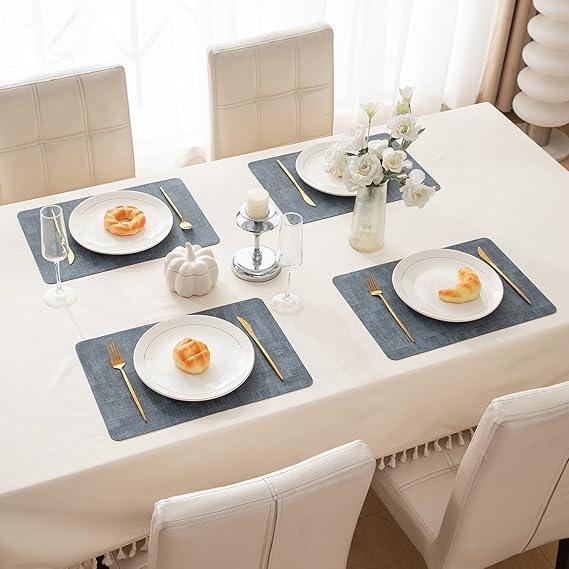 Premium Faux Leather Dining Table Mats, Blue – HOKIPO | Har Ghar ka ...