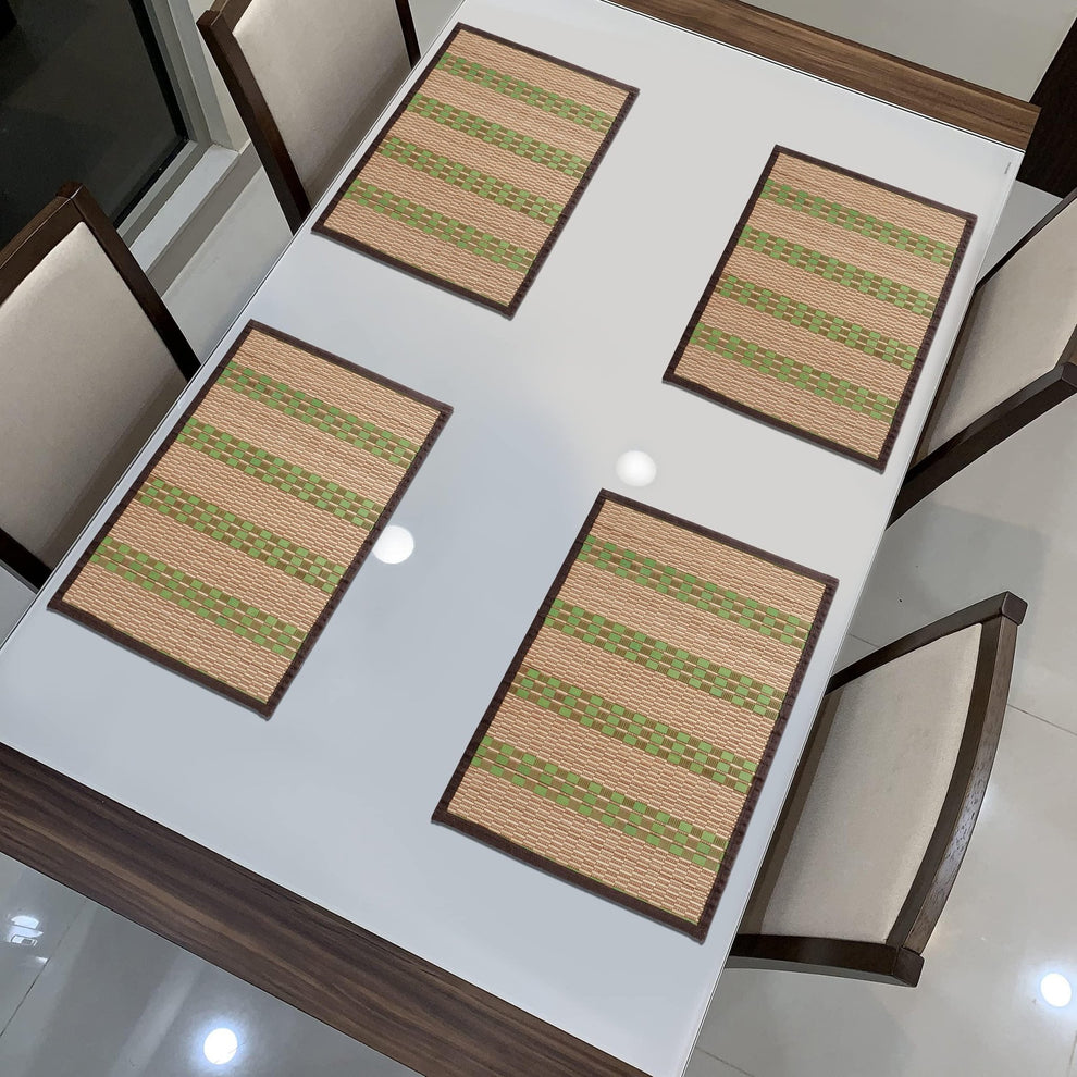 Green Colour Bamboo Dining Table Mats | Stylish & Durable – HOKIPO ...