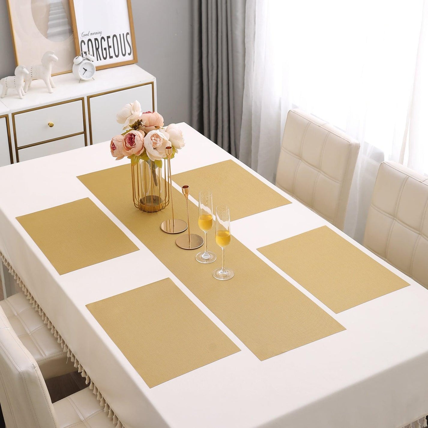 PVC Dining Table Mats, Golden – HOKIPO | Har Ghar ka Humsafar